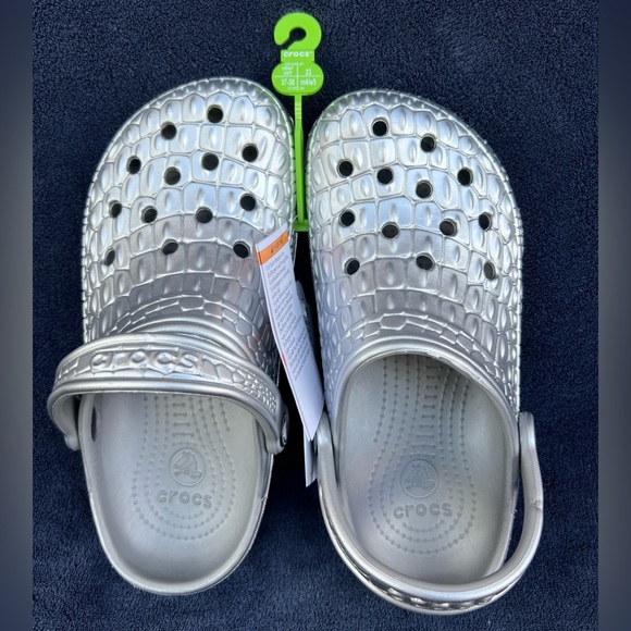 CROCS | Shoes | Beautiful Silver Classic Metallic Crocskin Clog Crocs | Poshmark